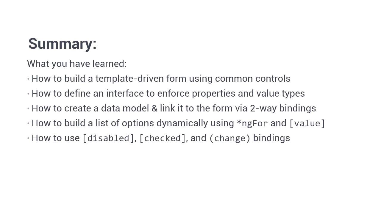 Hands-on Angular: Create a Registration Form - Conclusion