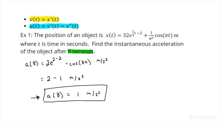 Calculating an Instantaneous or Final Acceleration of an Object with ...