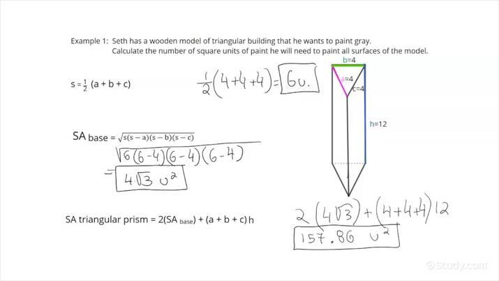 How to Solve Word Problems Involving the Surface Area of a Triangular ...