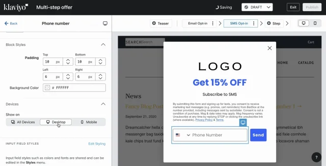 How to collect SMS consent with a tap-to-text form | Klaviyo Help Center