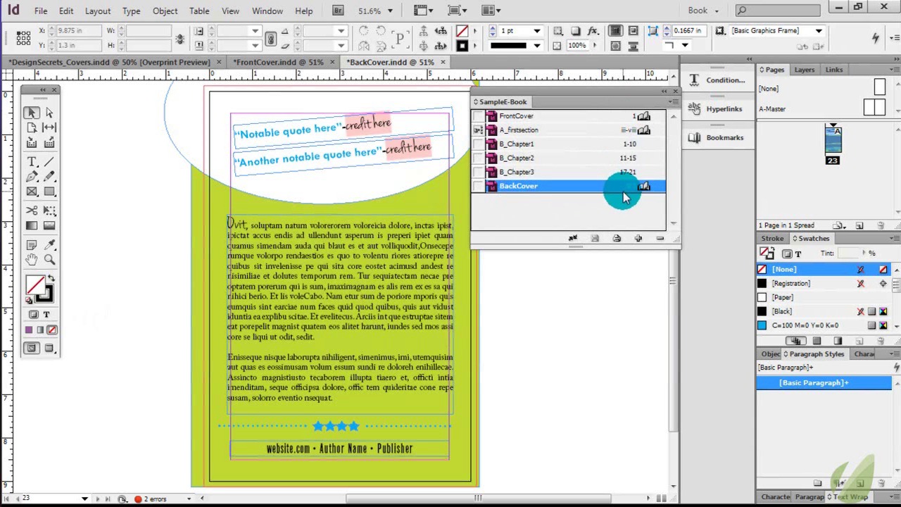 Book Layout in InDesign - Create and eBook Version