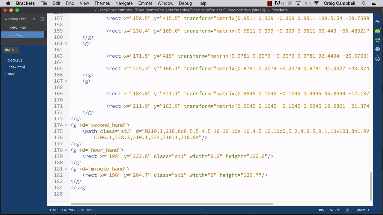 Animating With Snap.svg - Importing the Clock SVG