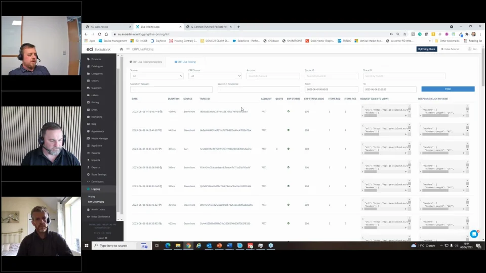 EvolutionX / Horizon Integration | ERP Live Pricing Logs