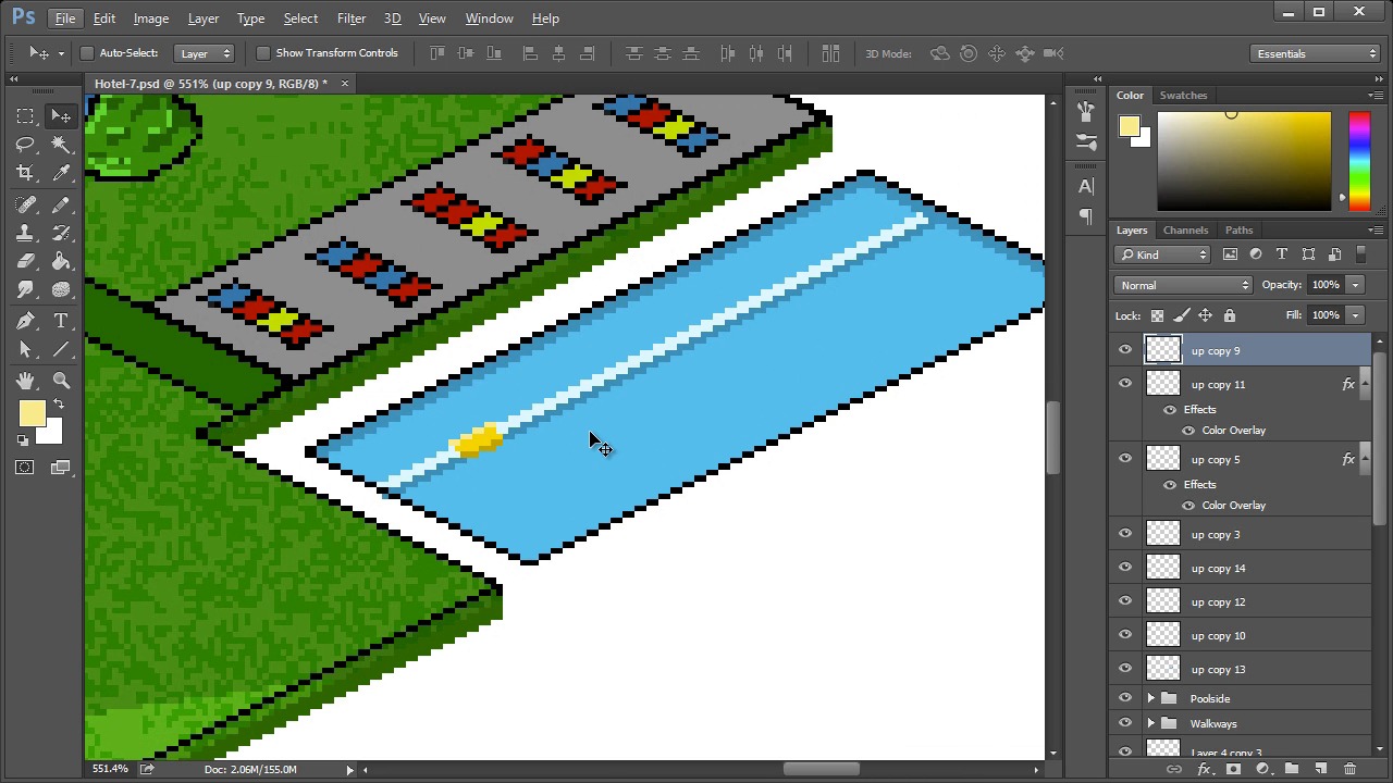 Creating Isometric Pixel Art - Adding a Swimming Pool and People