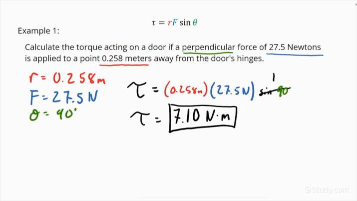 How to Calculate the Torque on an Object from a Perpendicular Force | Physics | Study.com