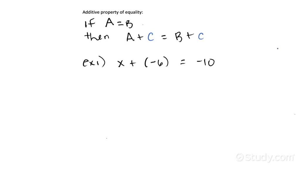 Using The Additive Property Of Equality With Integers Algebra Study
