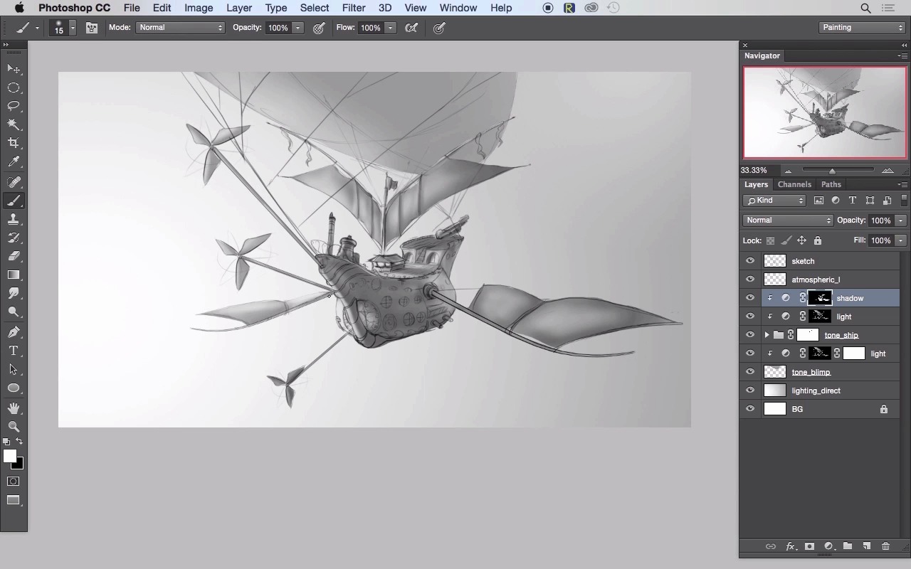 How to Design Fantasy Vehicles - Applying More Tone, Light, and Shadow