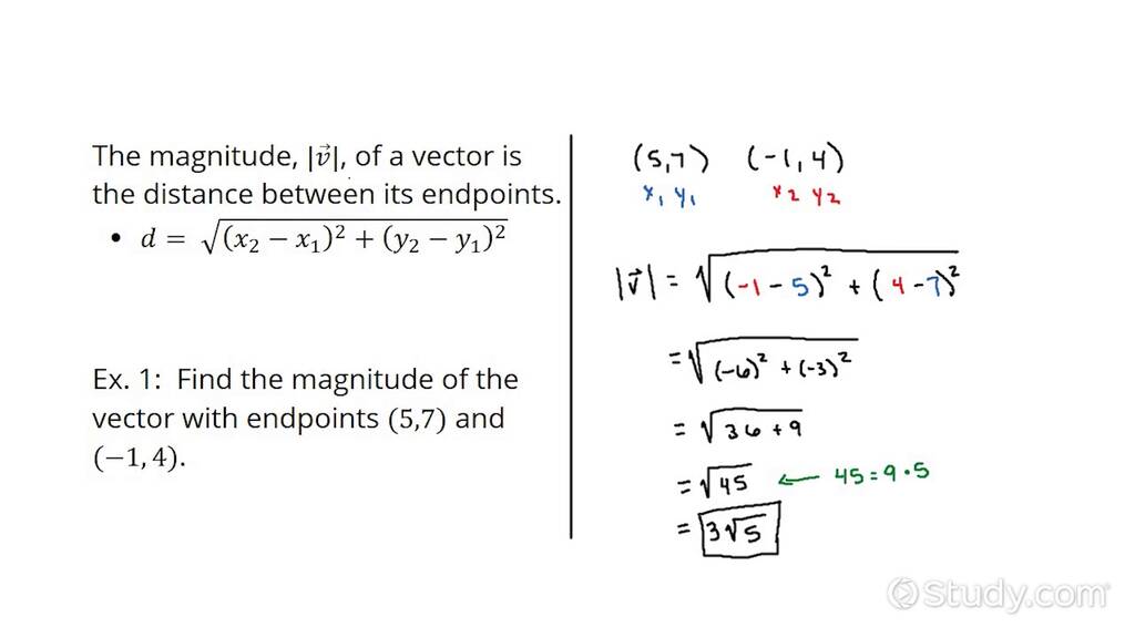 How To Find The Magnitude Of A Vector Given Its Endpoints Geometry