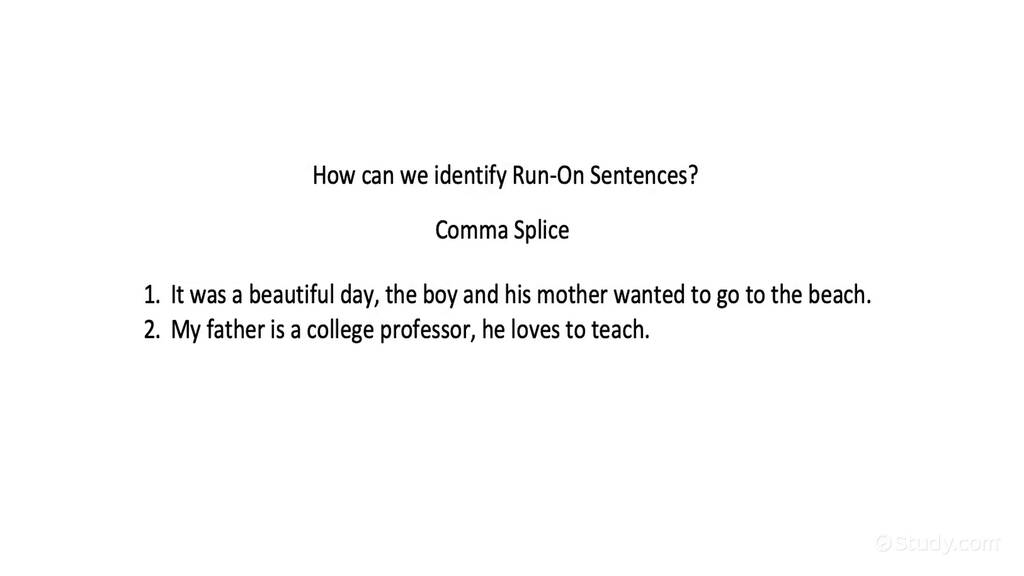 How to Identify Run-On Sentences | English | Study.com
