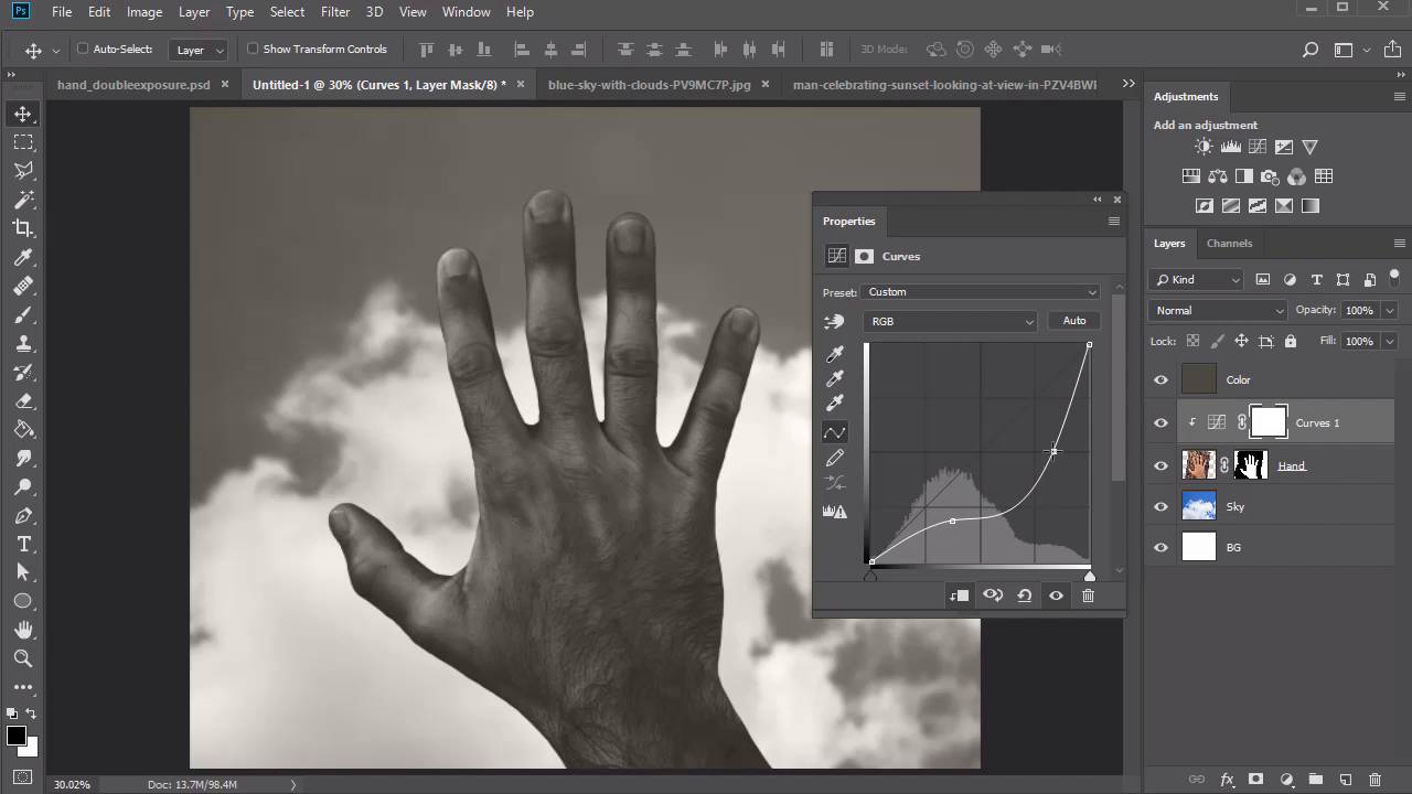 How to Make a Double Exposure in Photoshop - Surreal Hand Double ...
