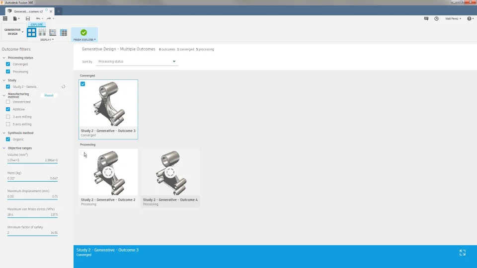 Fusion 360 Help | Course: Introduction to generative design | Explore manufacturing outcomes ...