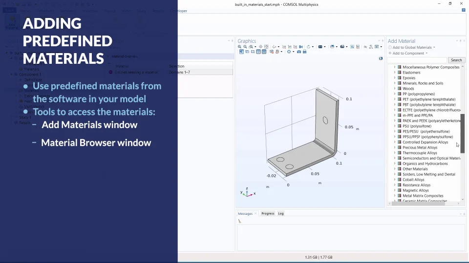 How to Add Predefined Materials in COMSOL Multiphysics