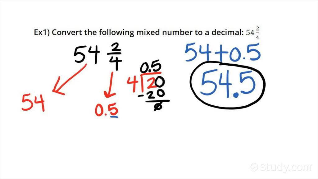 How To Convert A Mixed Number With A Denominator Of 4 To A Decimal
