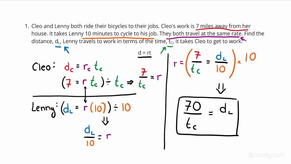 How to Solve Word Problems with Rates for a Variable in Terms of Other ...