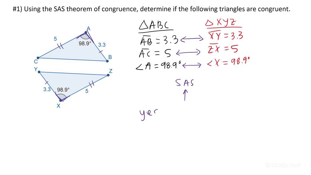 How to Prove Triangles are Congruent Using SAS | Geometry | Study.com