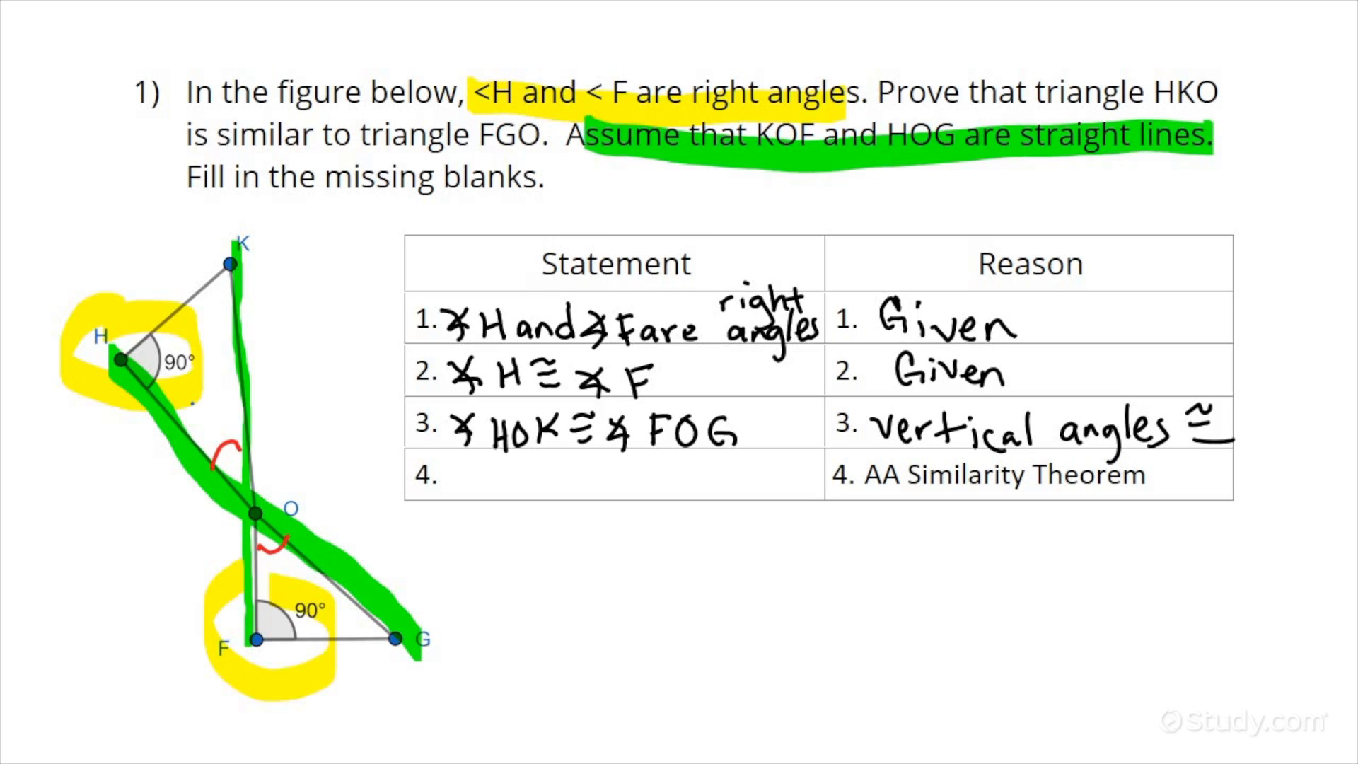 Solving Proofs Involving Angles of Two Intersecting Lines | Geometry ...