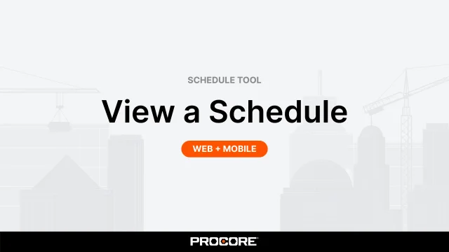 Schedule - Videos (Android) - Procore