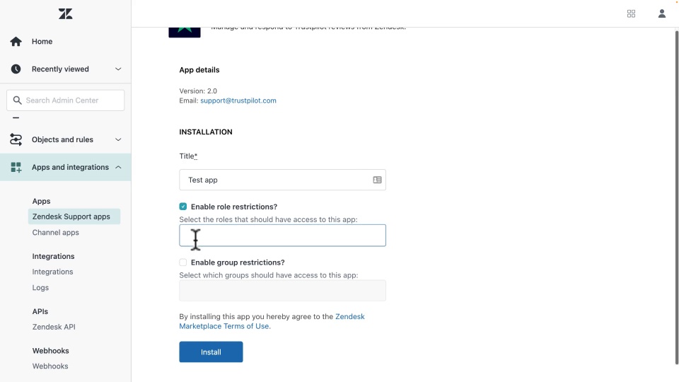 Trustpilot's Zendesk integration