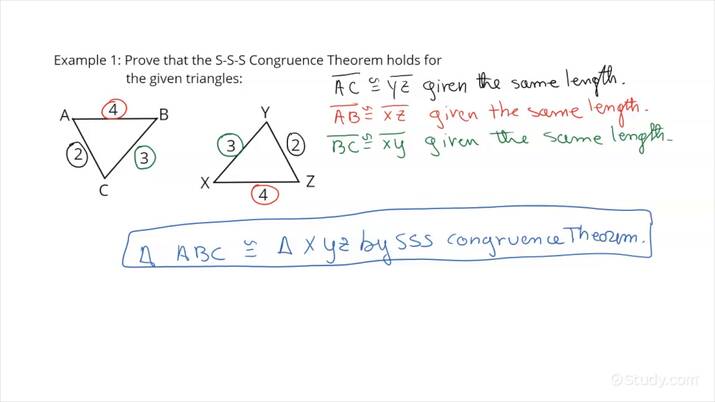 How to Prove the SSS Congruence Theorem | Geometry | Study.com