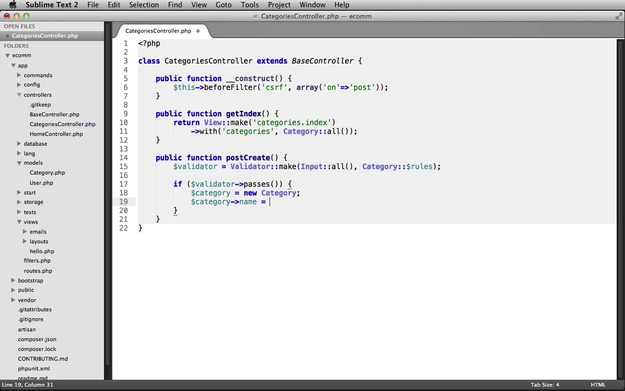 Build an eCommerce App in Laravel - Creating the Categories Admin Panel