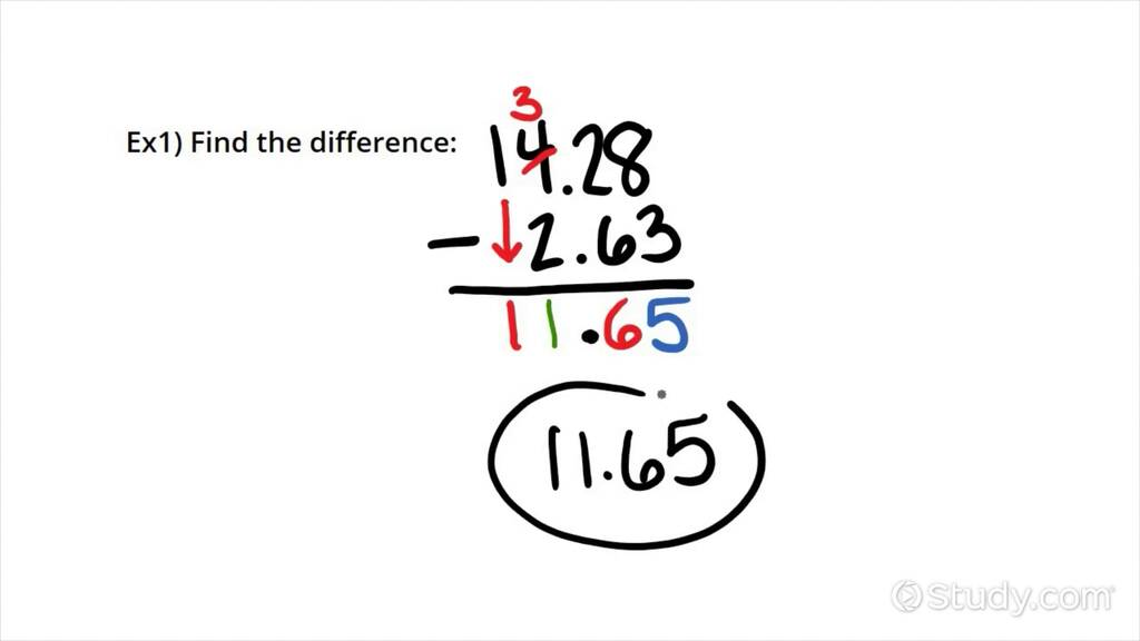 How to Subtract Decimals that are Vertically Aligned | Algebra | Study.com
