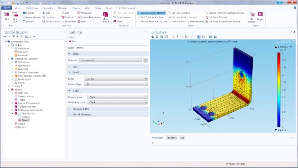Visualize a Model's Mesh and Solution in One Plot