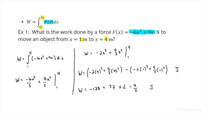 How to Calculate Work Done on an Object with a Given One-Dimensional Displacement & Position ...
