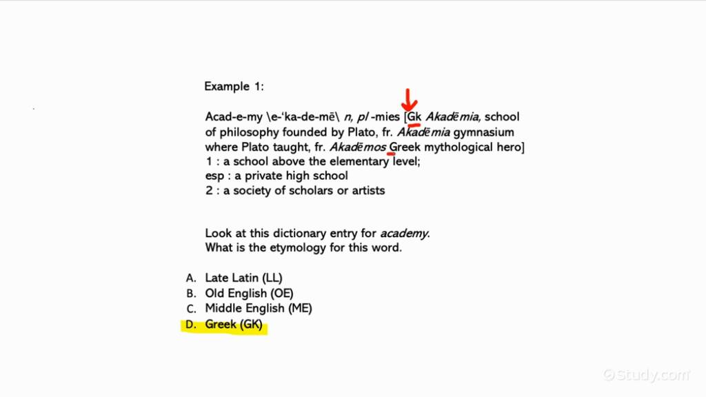 Using a Dictionary for Meaning & Etymology | English | Study.com