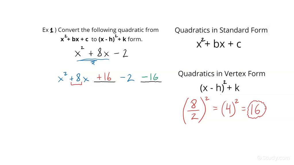 Completing the Square of a Quadratic Trinomial | Algebra | Study.com