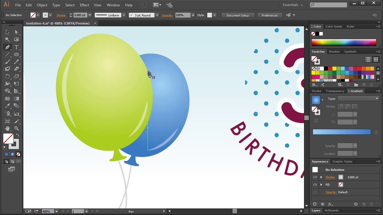 Invitation Design in Adobe Illustrator - Designing Party Elements
