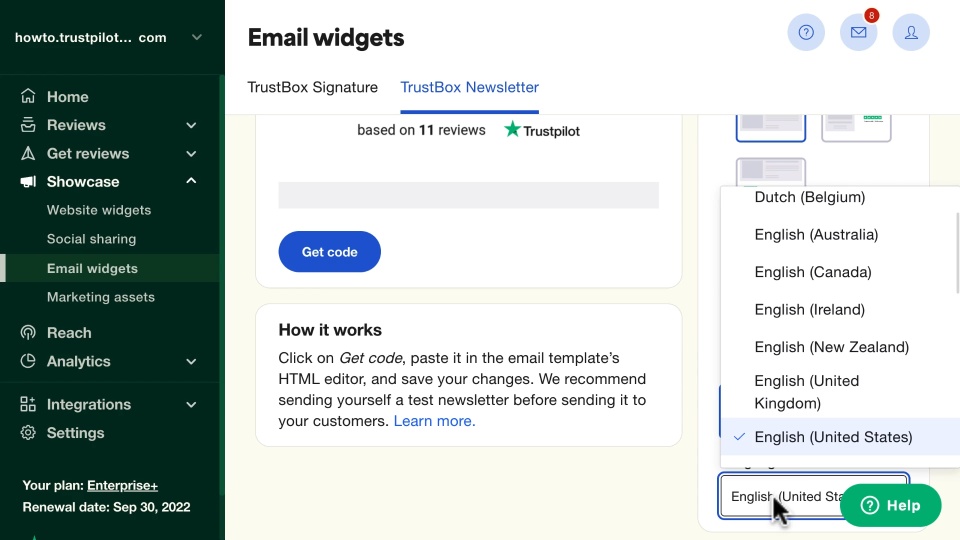 Ajouter un widget TrustBox Newsletter à vos campagnes d'e-mailing