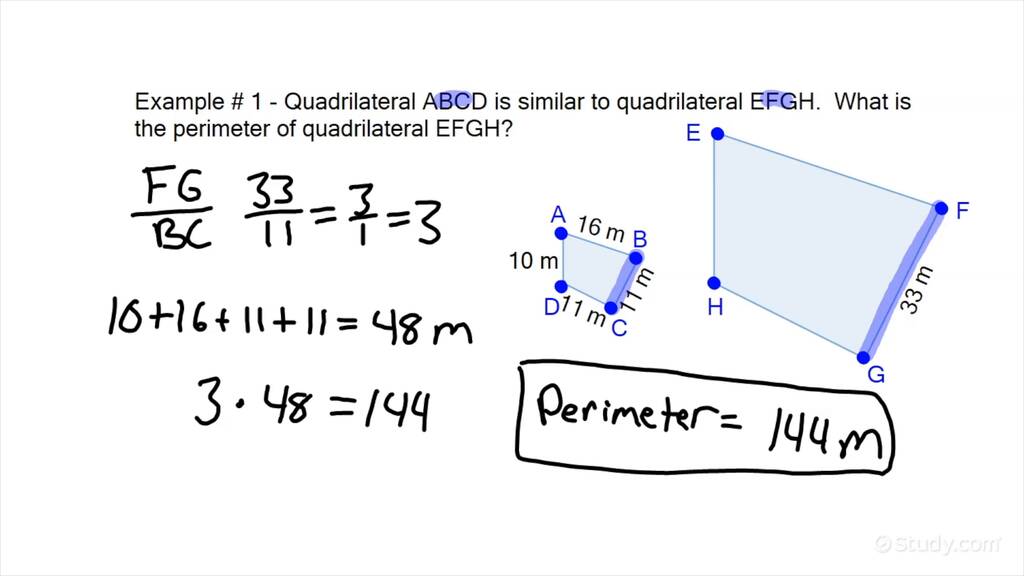 How to Find Side Lengths, Perimeters, & Areas of Similar Polygons ...