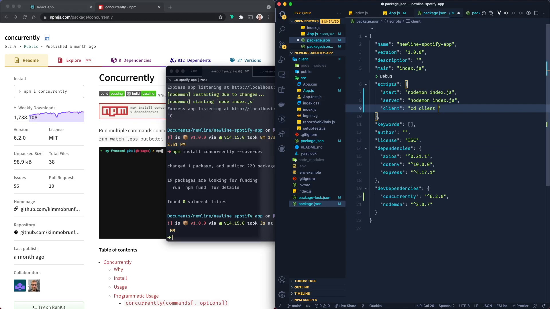 Optimize React And Expressjs Code With Npm Concurrently Build A Spotify Connected App Newline