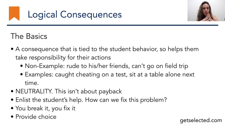 Selected: Logical Consequences from Challenging Student Behaviors Selected: Logical Consequences from Challenging Student Behaviors