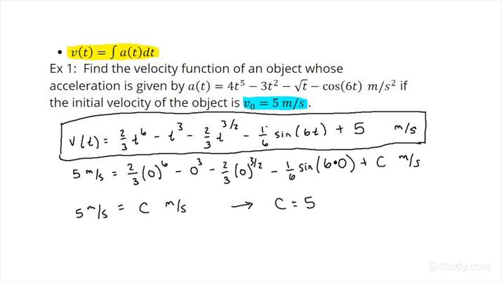 How to Find the Velocity Function of an Object Given its Non-Uniform ...