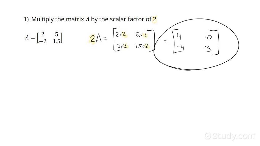 Multiplying a Scalar by a Matrix | Precalculus | Study.com