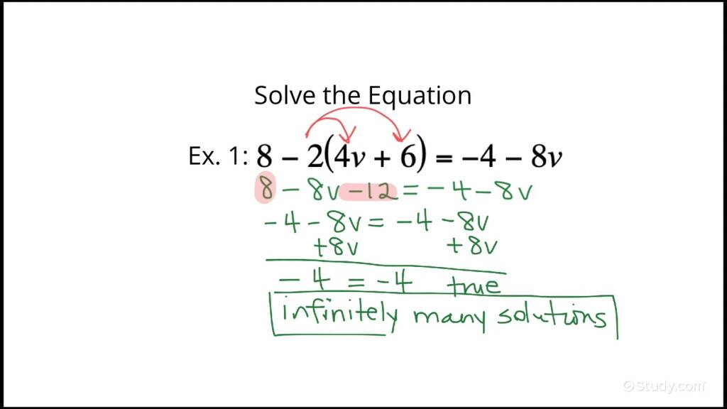 Solving Equations with One or Infinitely Many Solutions | Algebra ...